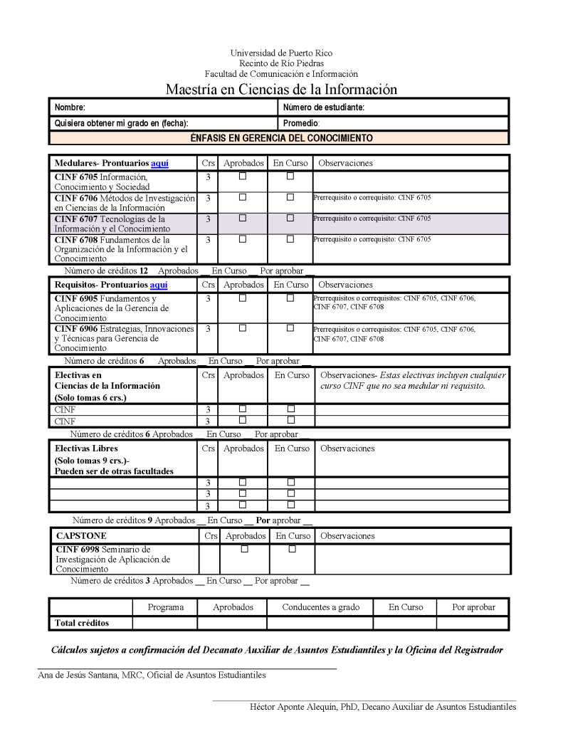 Programa Graduado en Ciencias de la Información – Facultad de ...